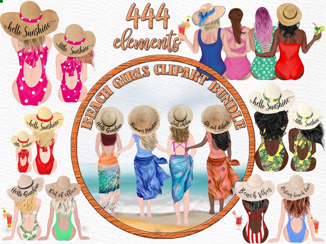 Beach Girls Clipart Bundle: Summer Vacation Graphics (444 PNG Files) - Etsy