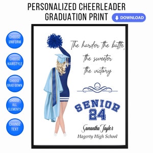 Personalized Cheerleader Graduation Illustration: "custom Cheerleader ...