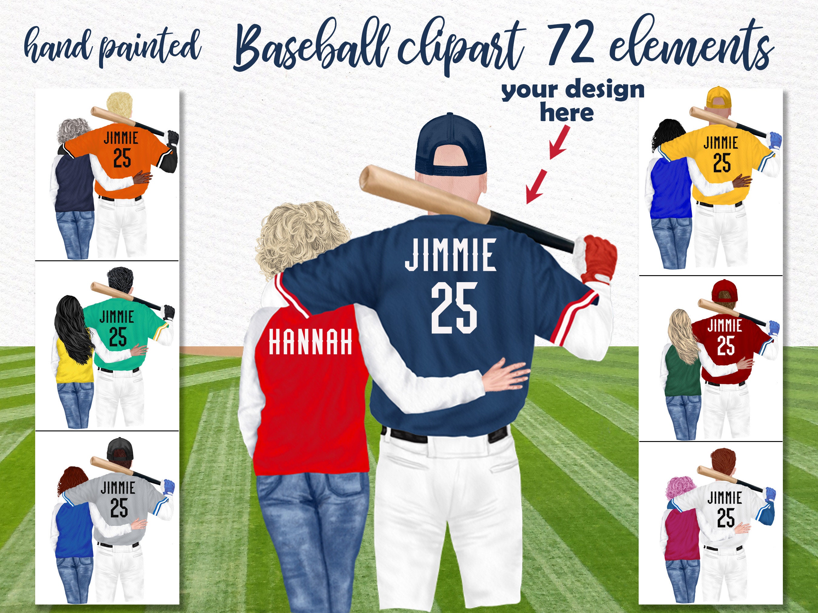 Baseball Player Clipart: baseball Clipart Baseball - Etsy