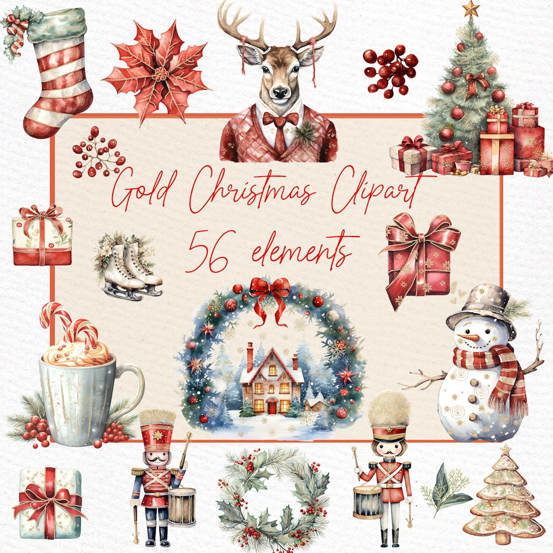 Christmas Clipart Bundle: "watercolor CHRISTMAS Clipart" Ornaments ...