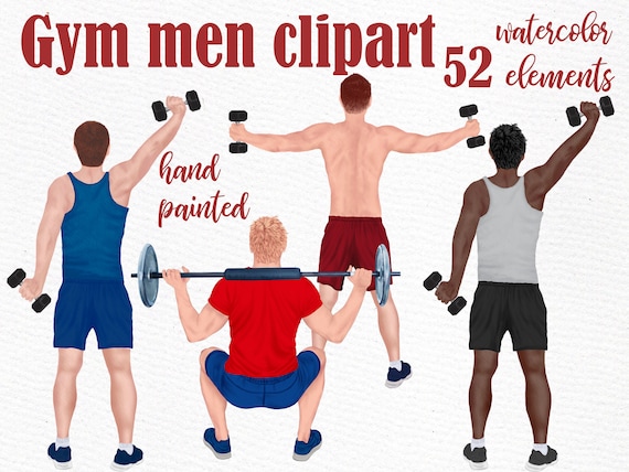 Gym Men Clipart: FITNESS MEN CLIPART Gym clipart - Etsy España