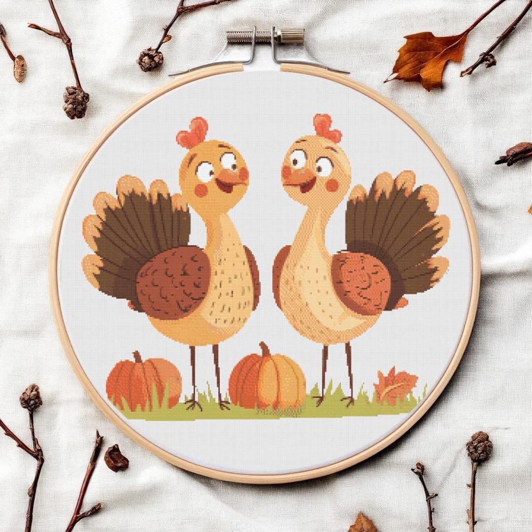 Turkeys Cross Stitch Pattern Pdf: "thanksgiving CROSS Stitch" Counted ...