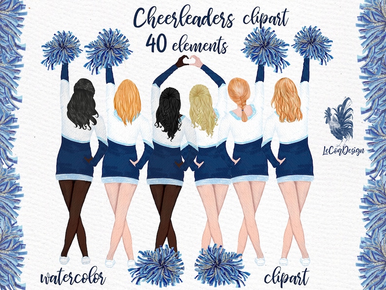 Cheerleaders Clipart: GIRLS CLIPART Watercolor | Etsy