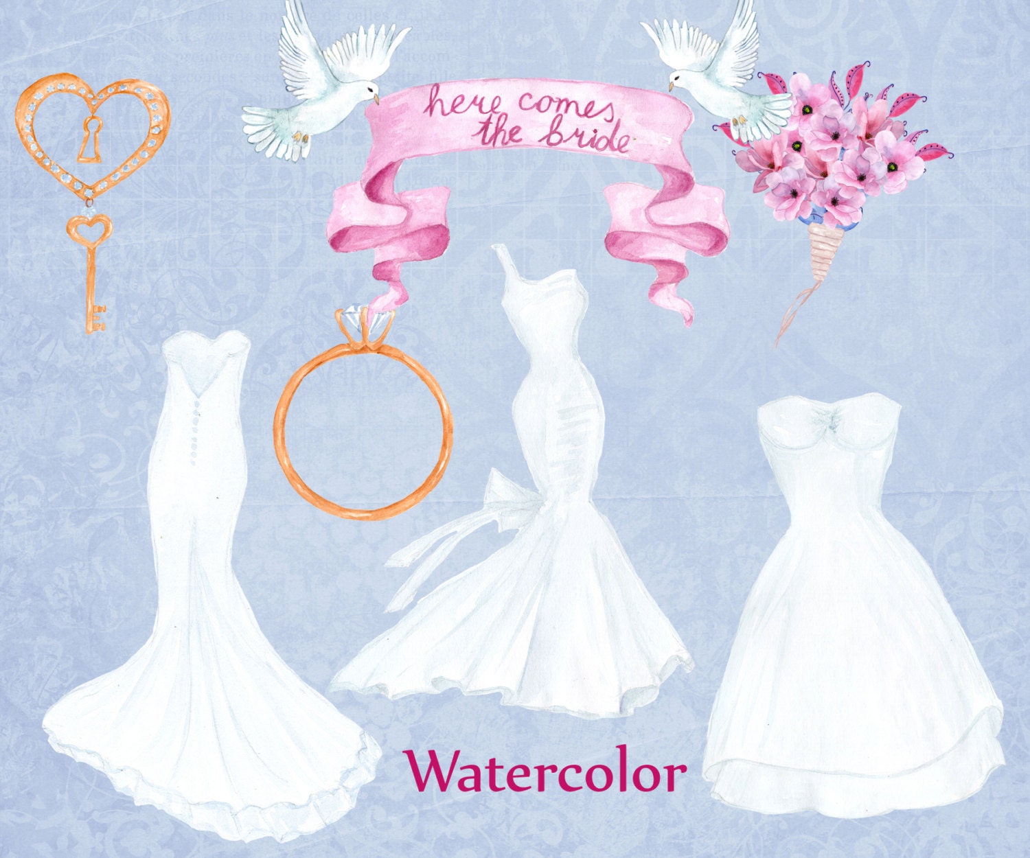 Wedding Dress Clipart: wedding CLIPART Set Bridal - Etsy