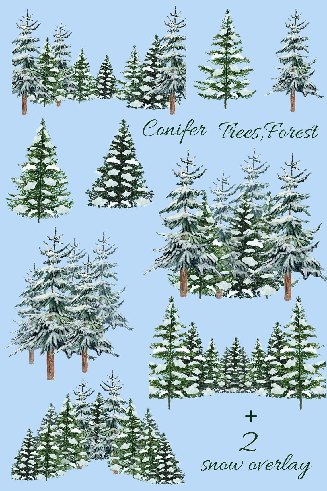 Winter Forest Clipart forest Clipart Pine Trees - Etsy Canada