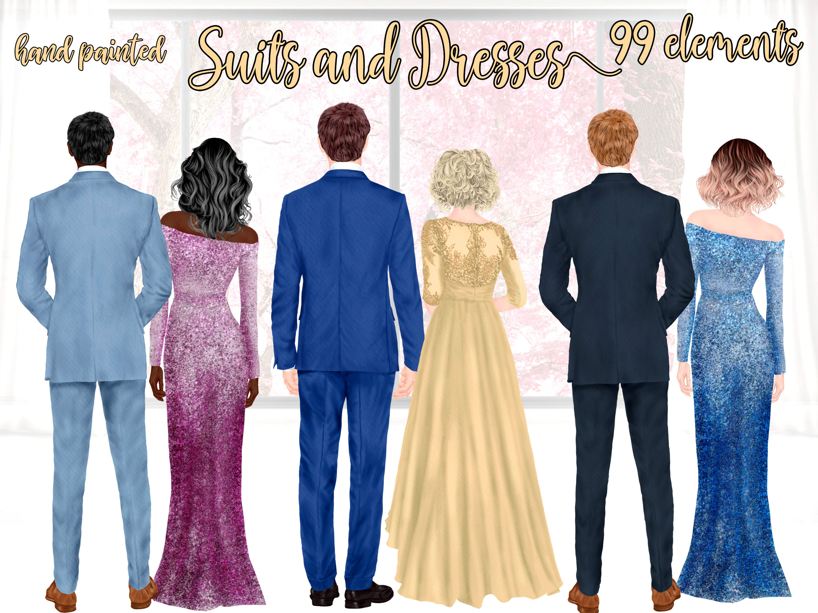 Wedding Clipart: "suits AND Dresses" Best Man Clipart Groomsman Clipart ...