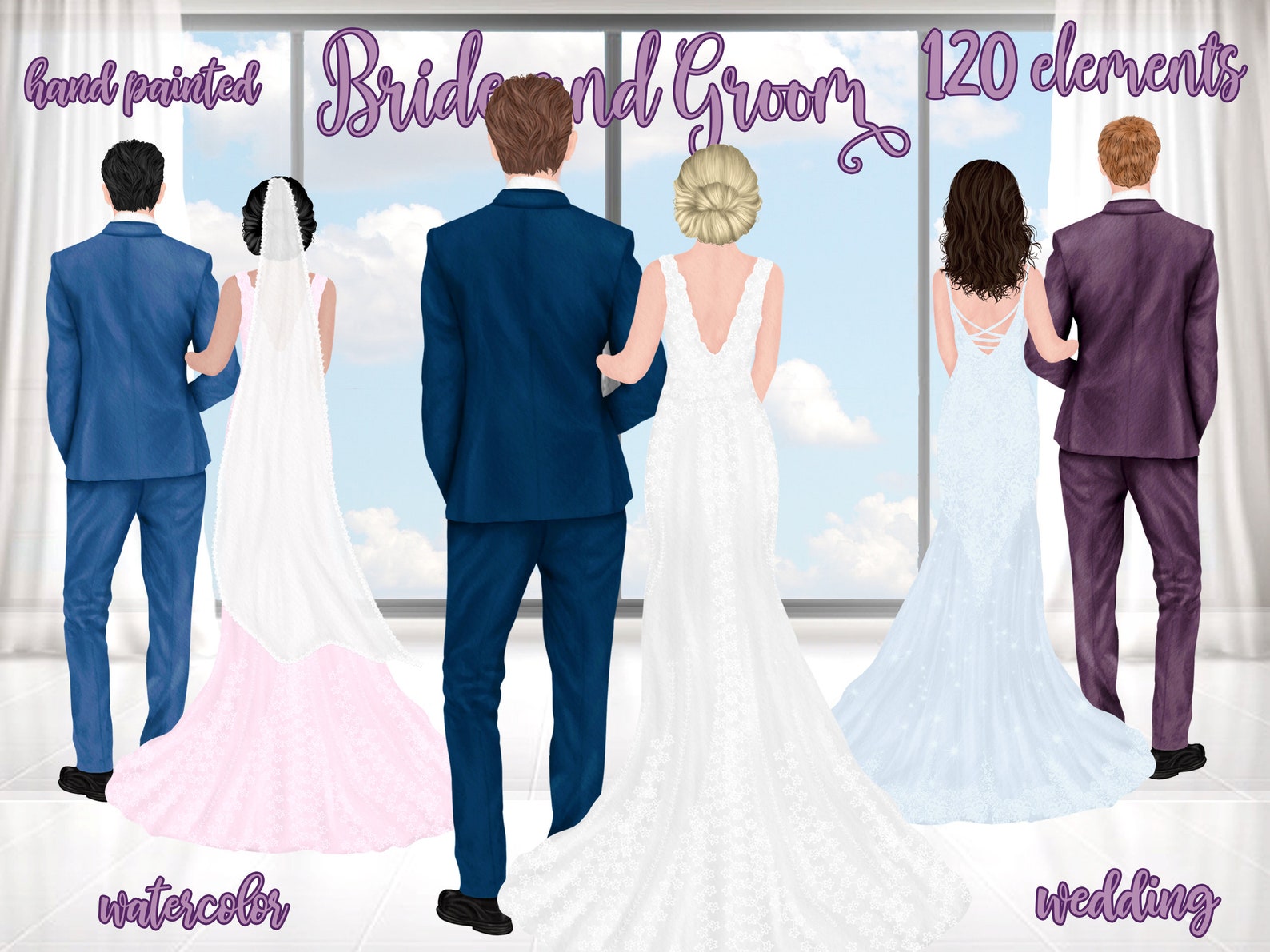 Bride and Groom Clipart: wedding Clipart Wedding - Etsy