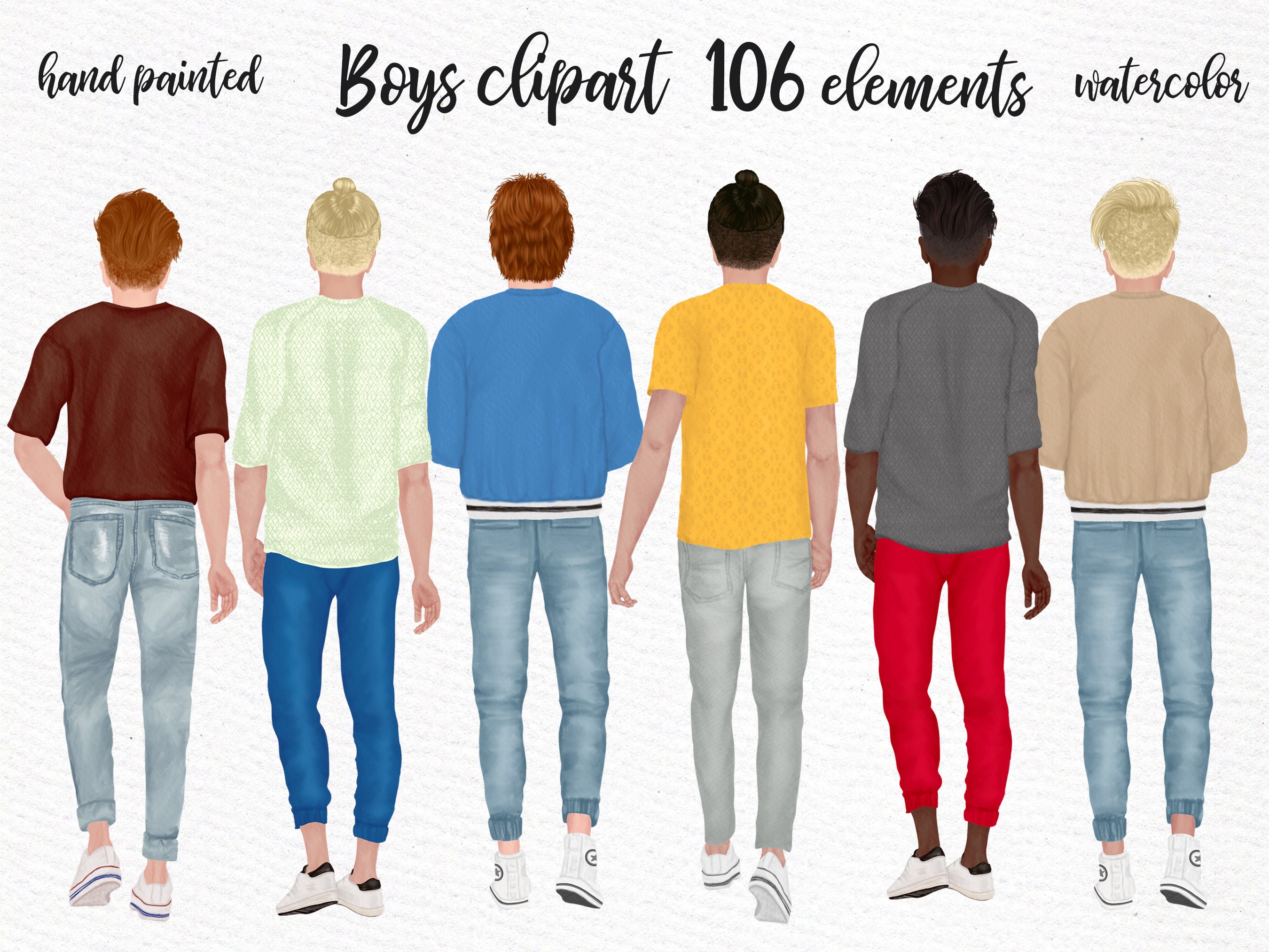 Male Clipart: teenage BOYS Clipart Guys Clipart | Etsy