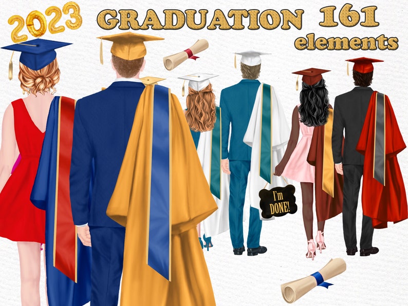 Graduation Clipart: graduating Students Graduate - Etsy