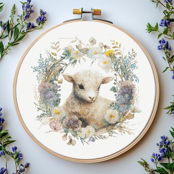 Lamb Cross Stitch - Etsy