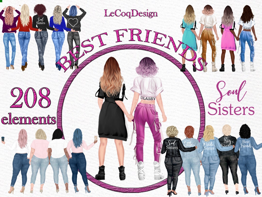 Best Friends Bundle Clipart: "curvy GIRLS Clipart" Plus Size Girls ...