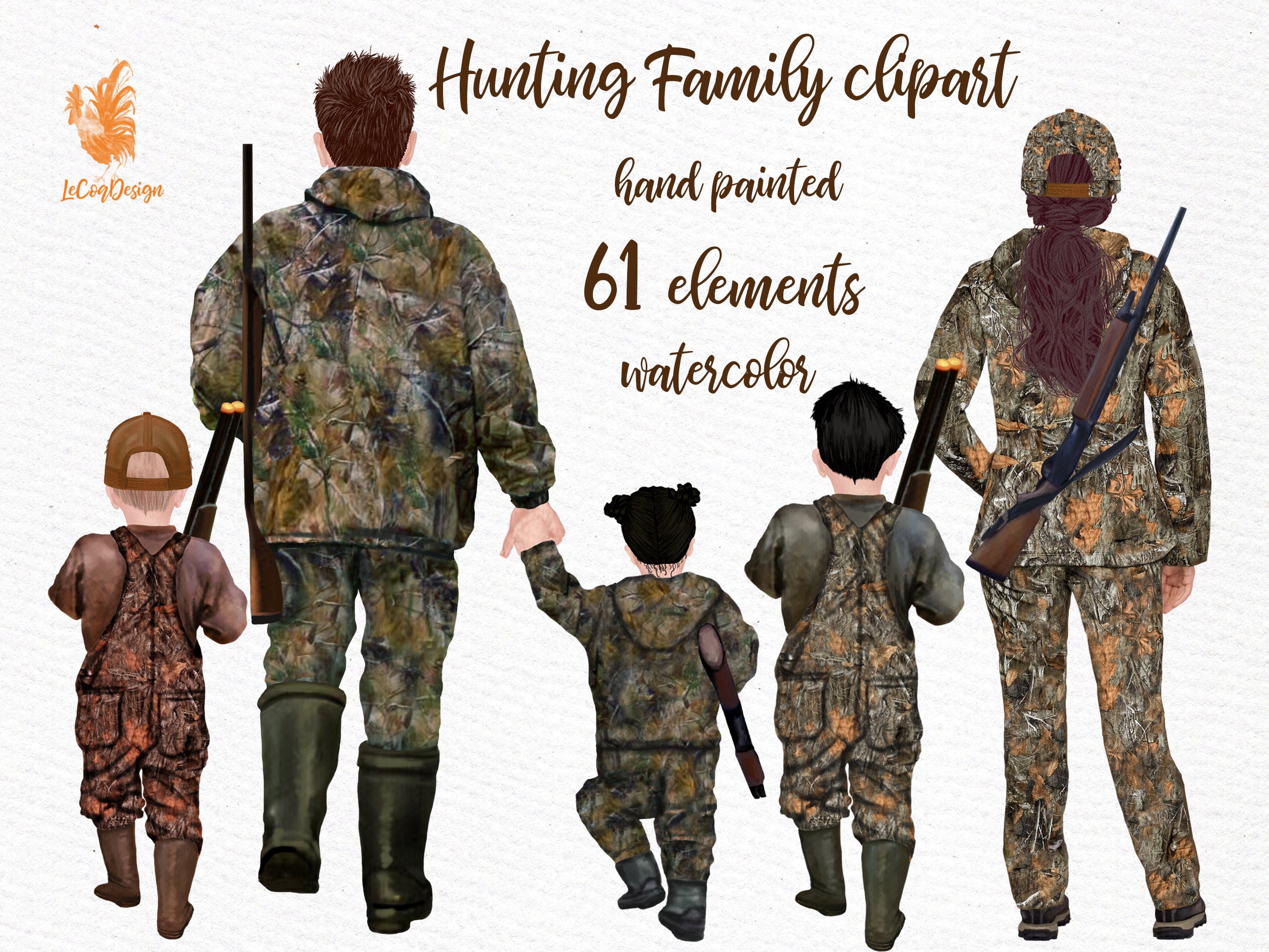 Hunting Clipart: family Hunting Hunters Clipart - Etsy