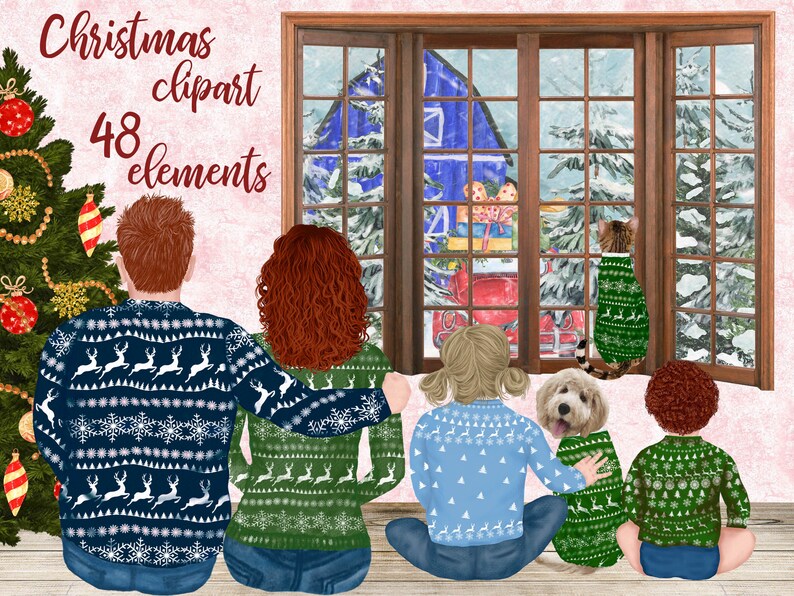 Christmas Family Clipart: family Clipart Christmas - Etsy