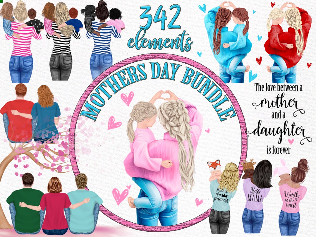 Mother and Children Clipart: "mother's DAY Clipart" Bundle Clipart ...