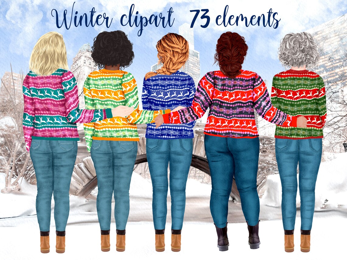 Winter Girls Clipart: christmas Clipart Christmas - Etsy