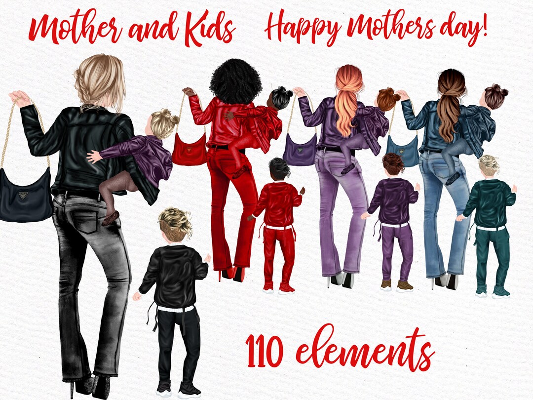 Mother and Children Clipart: "mother's DAY Clipart" Bundle Clipart ...