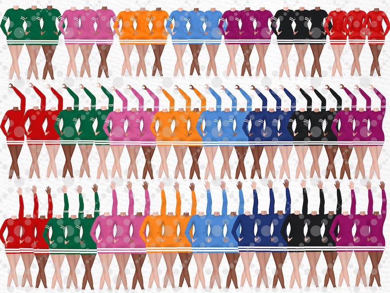 Cheerleaders Bundle Clipart: "girls Clipart" Watercolor Girls Best ...