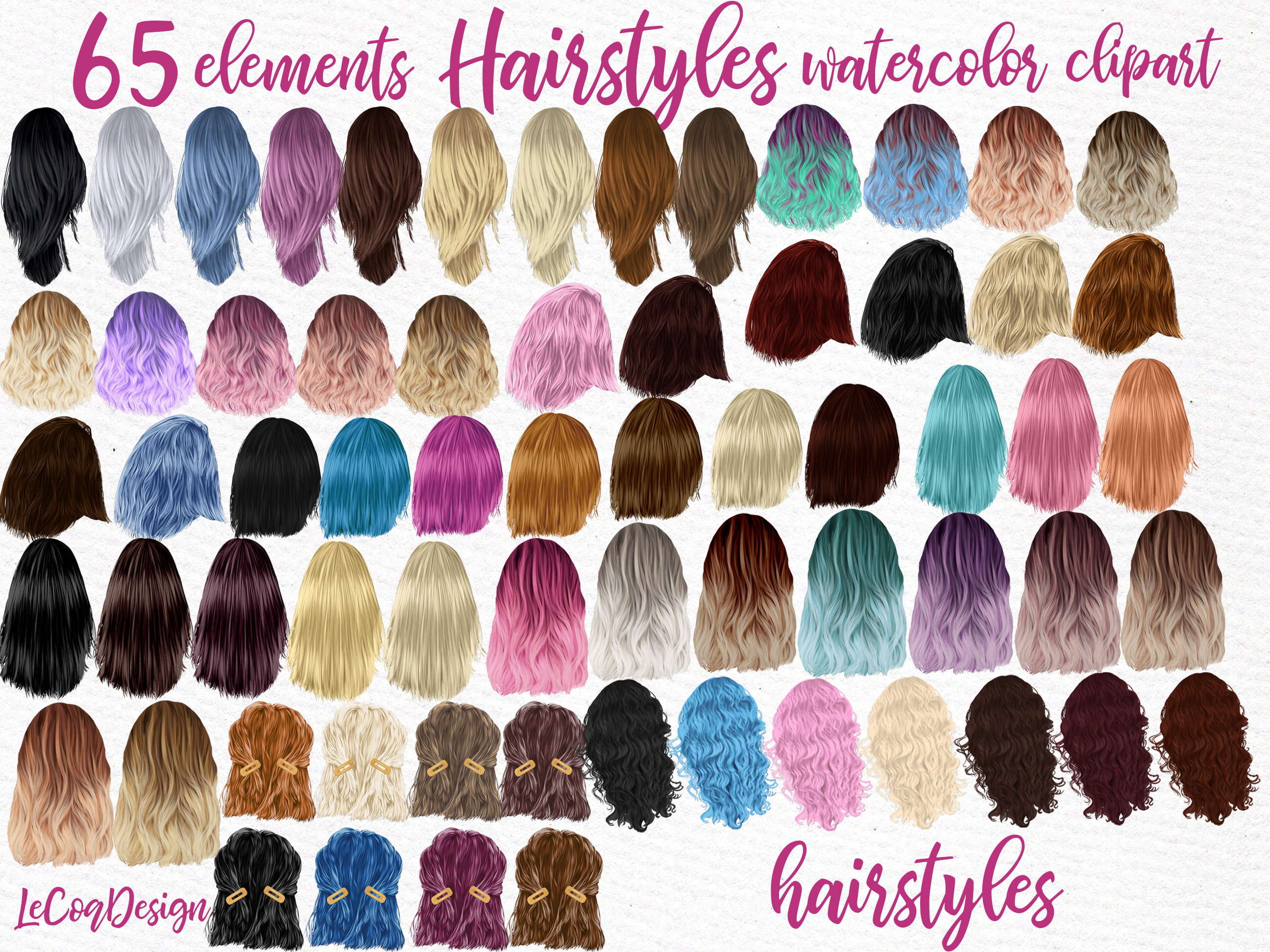 Hairstyles Clipart: ombre Hairstyles Custom - Etsy