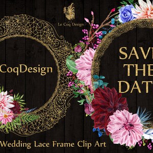 Gold Lace Frames clipart: FLORAL FRAMES Wedding | Etsy