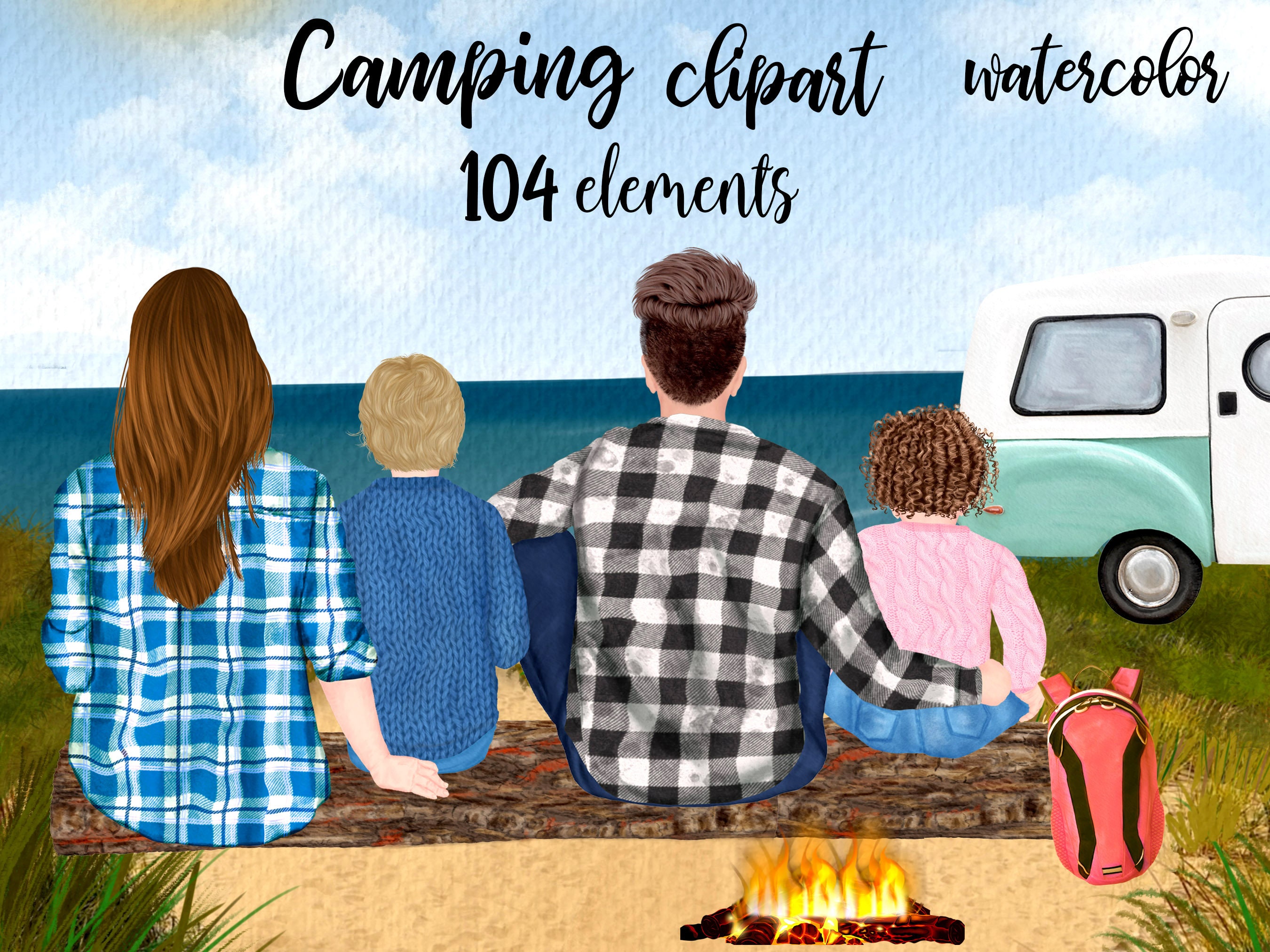 Family Rv Camping Clipart