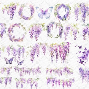Watercolor Wisteria Clipart: "wisteria FLOWERS Clipart" Wisteria ...