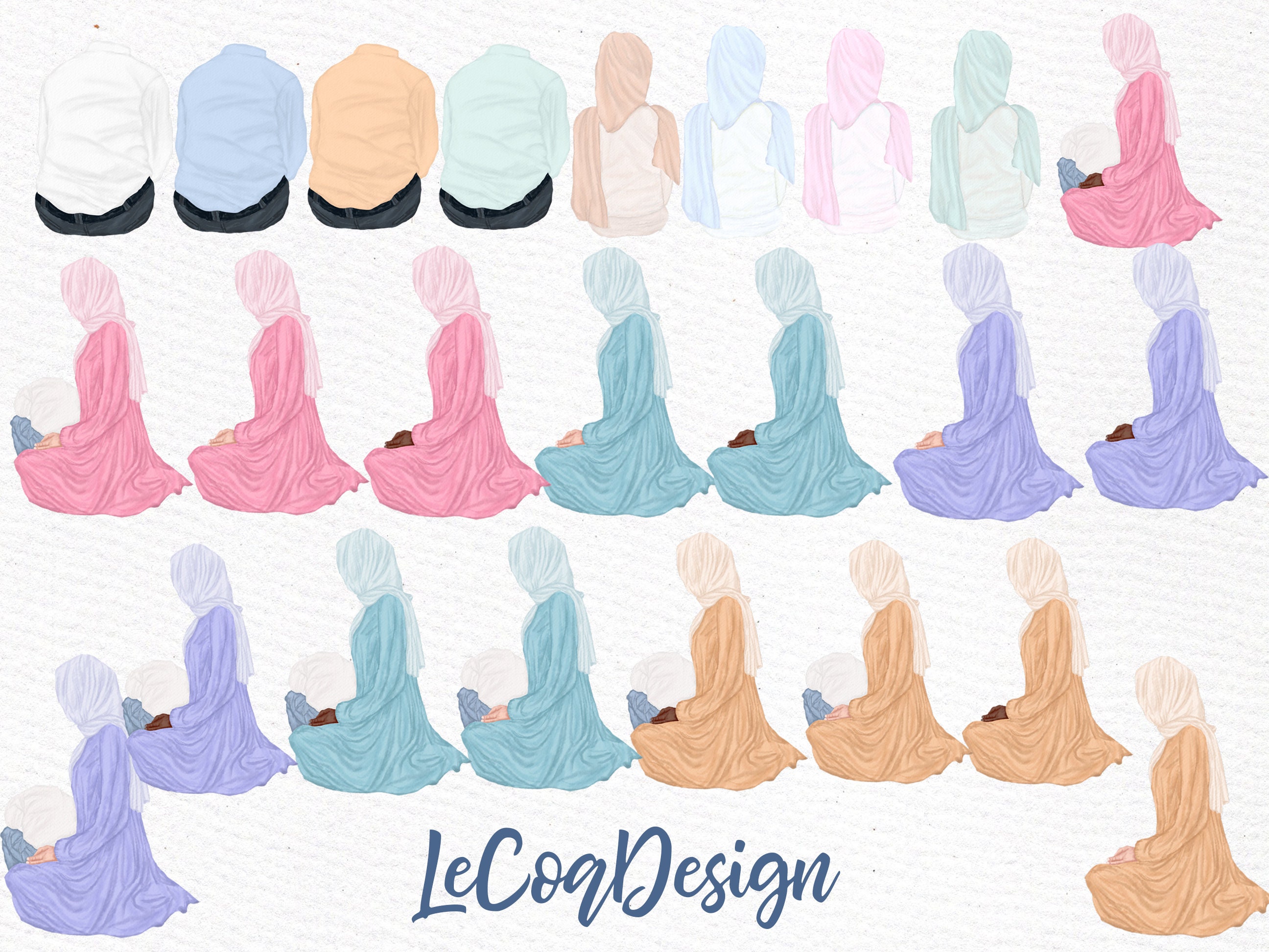 Muslim Women and Kids Clipart: muslim Family Kids | Etsy