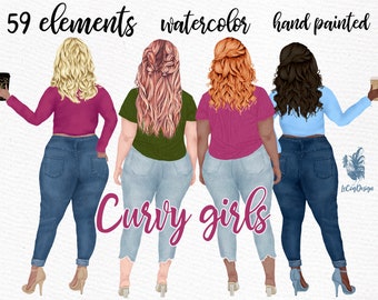 Plus Size Girls Clipart: curvy GIRLS Clipart Best - Etsy