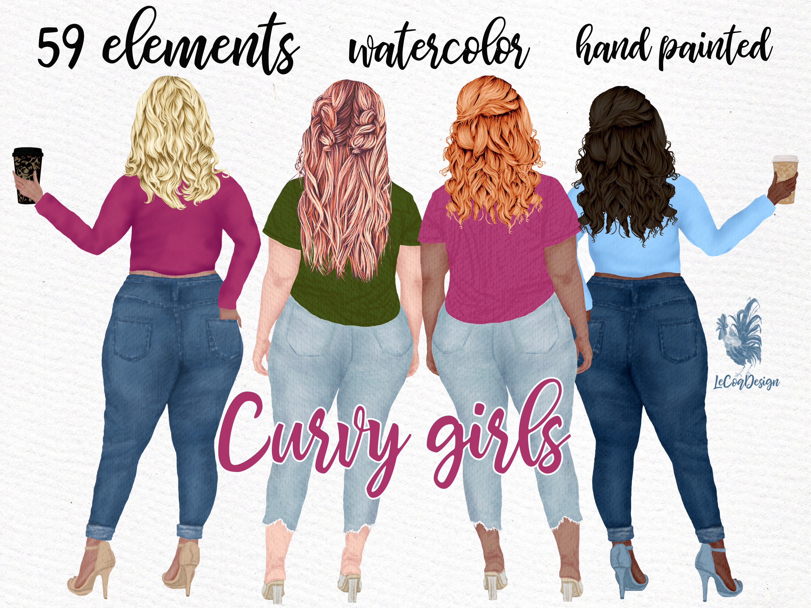 Plus Size Girls Clipart: curvy GIRLS Clipart Best | Etsy