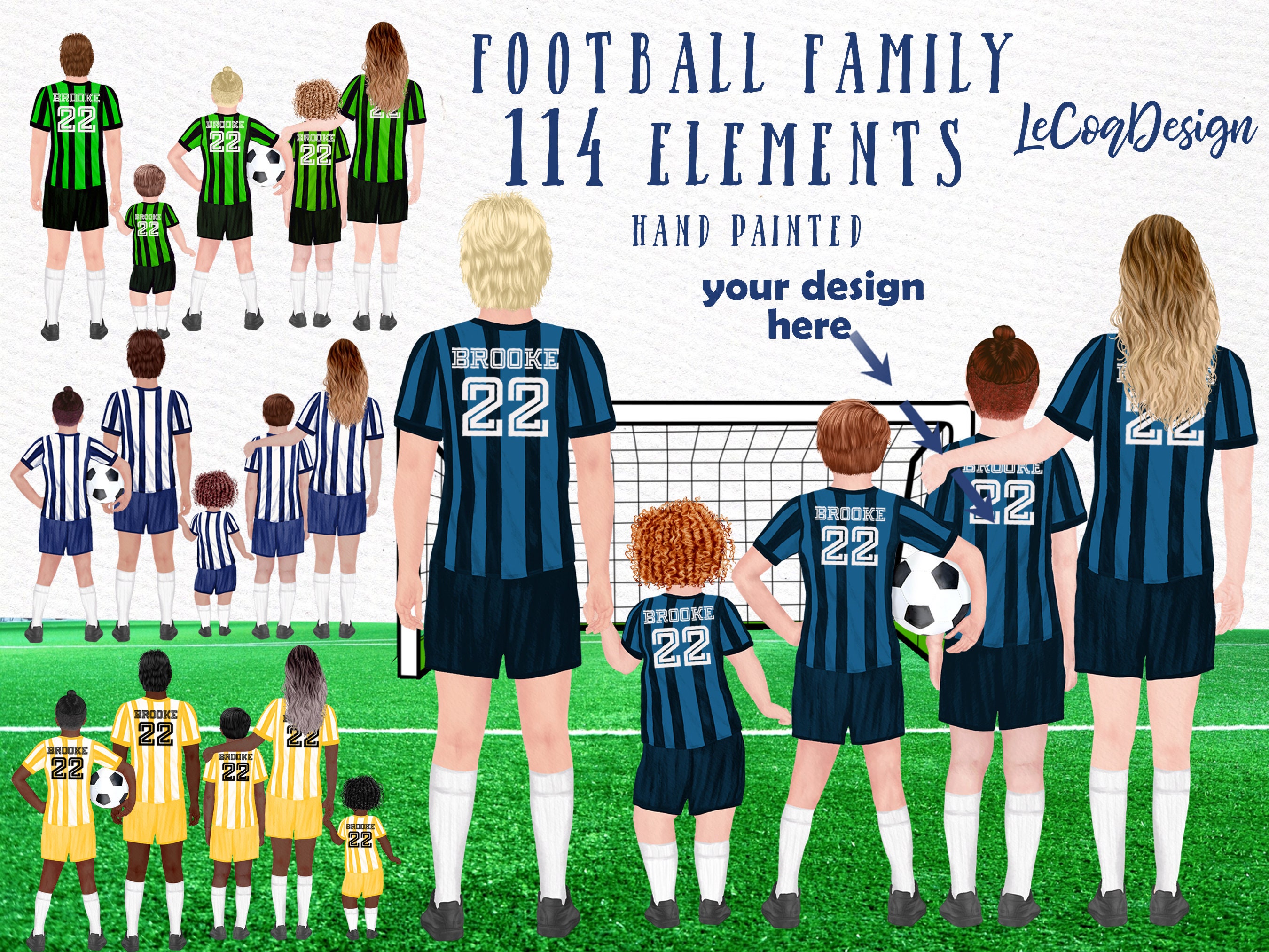 Family Playing Soccer Clipart