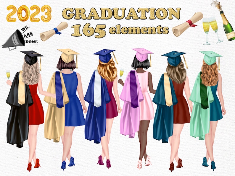 Graduation Clipart: graduating Students Graduate - Etsy