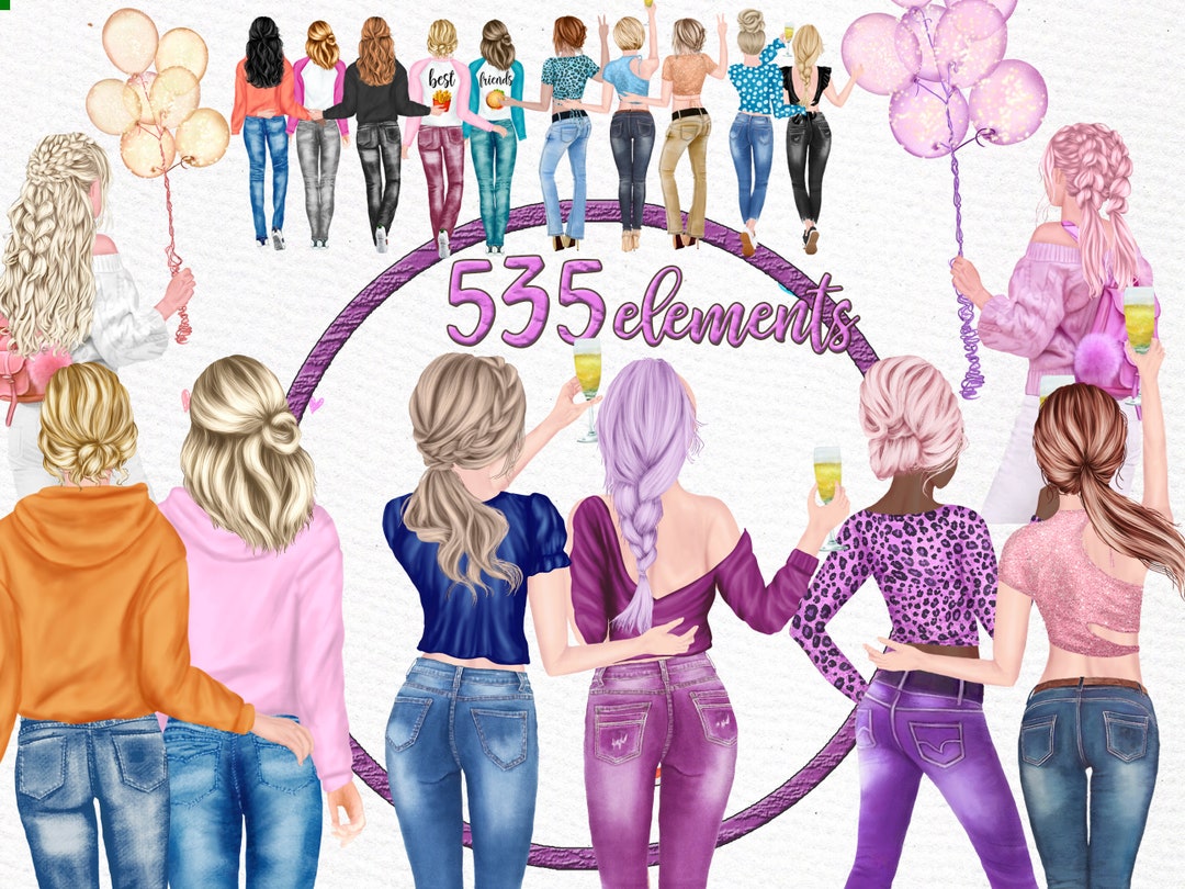 Best Friends Clipart Bundle: "jeans TRAINERS Girls" Bff Clipart ...