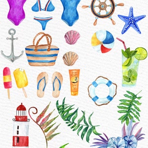 Watercolor Summer Clipart: "nautical Clipart" Beach Clipart Seaside ...