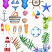 Watercolor Summer Clipart: "nautical Clipart" Beach Clipart Seaside ...