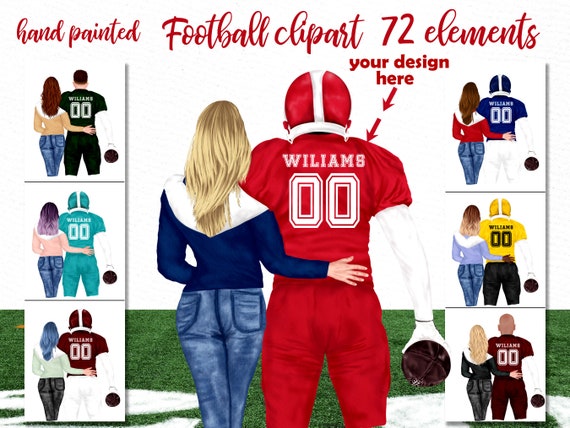 Football Player Clipart: couples Clipart Sports - Etsy