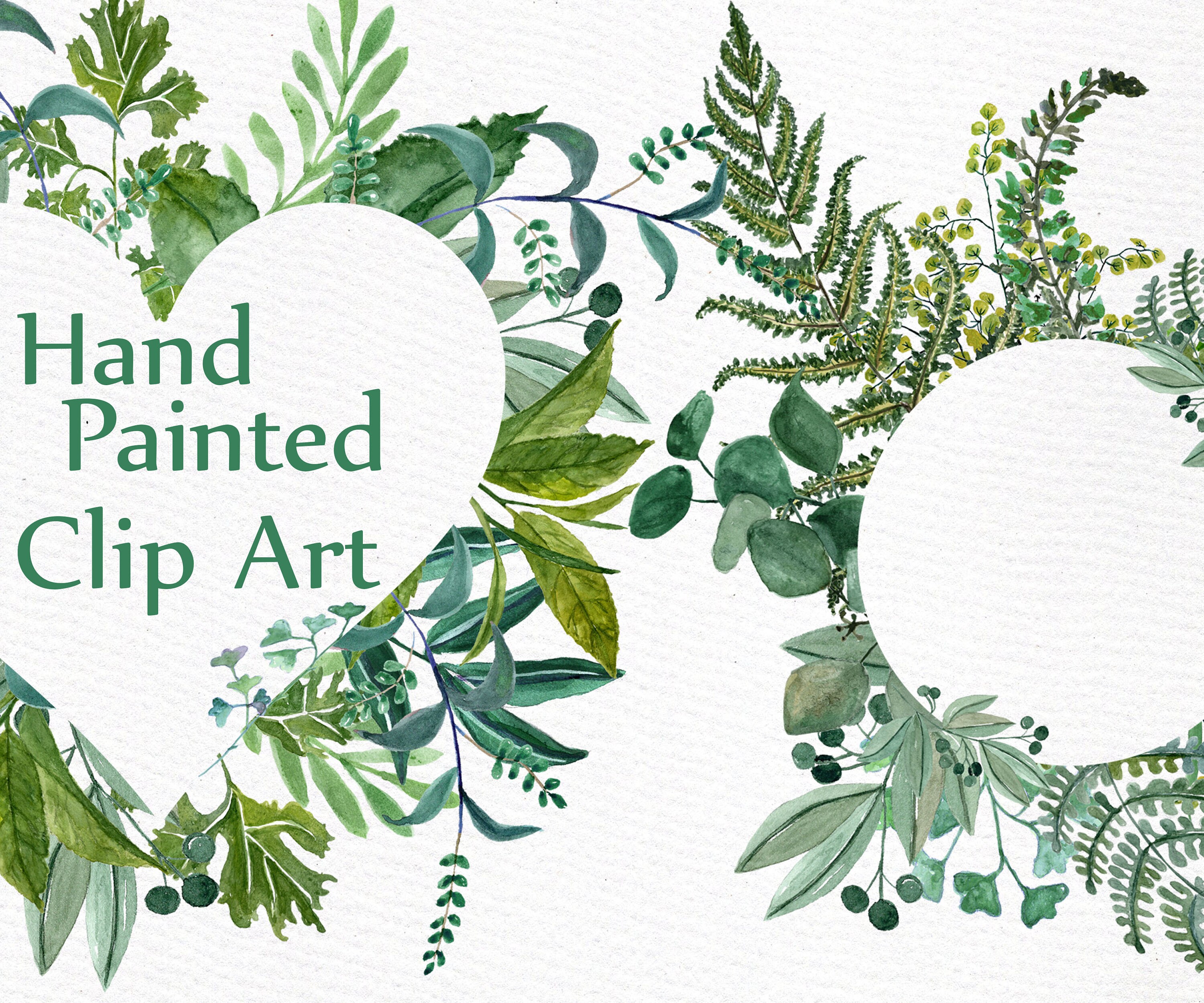 Watercolor Fern Frames Clipart: watercolor Frames | Etsy