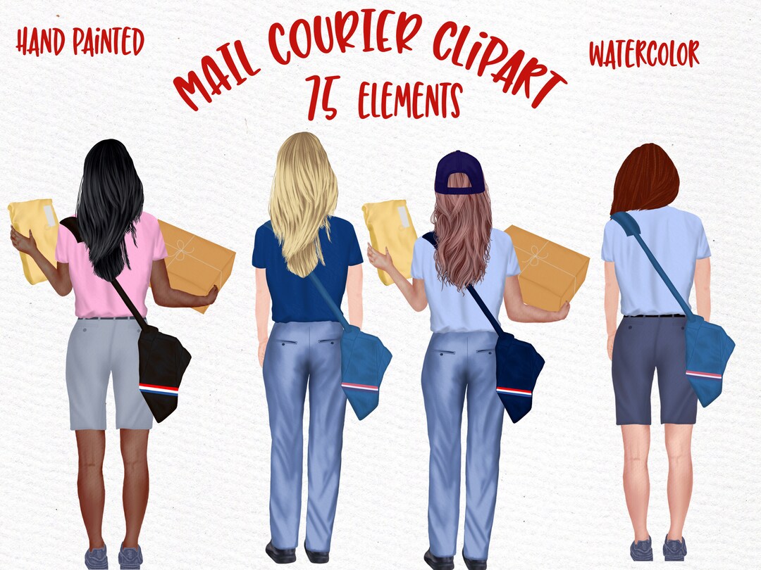 Postman Clipart: "mail COURIER Clipart" Girls in Uniform Delivery ...