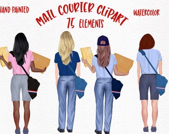 Postal Worker Clipart Mailman Mailwoman Mail (Instant Download) - Etsy