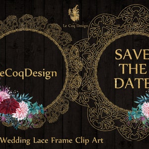 Gold Lace Frames clipart: FLORAL FRAMES Wedding | Etsy