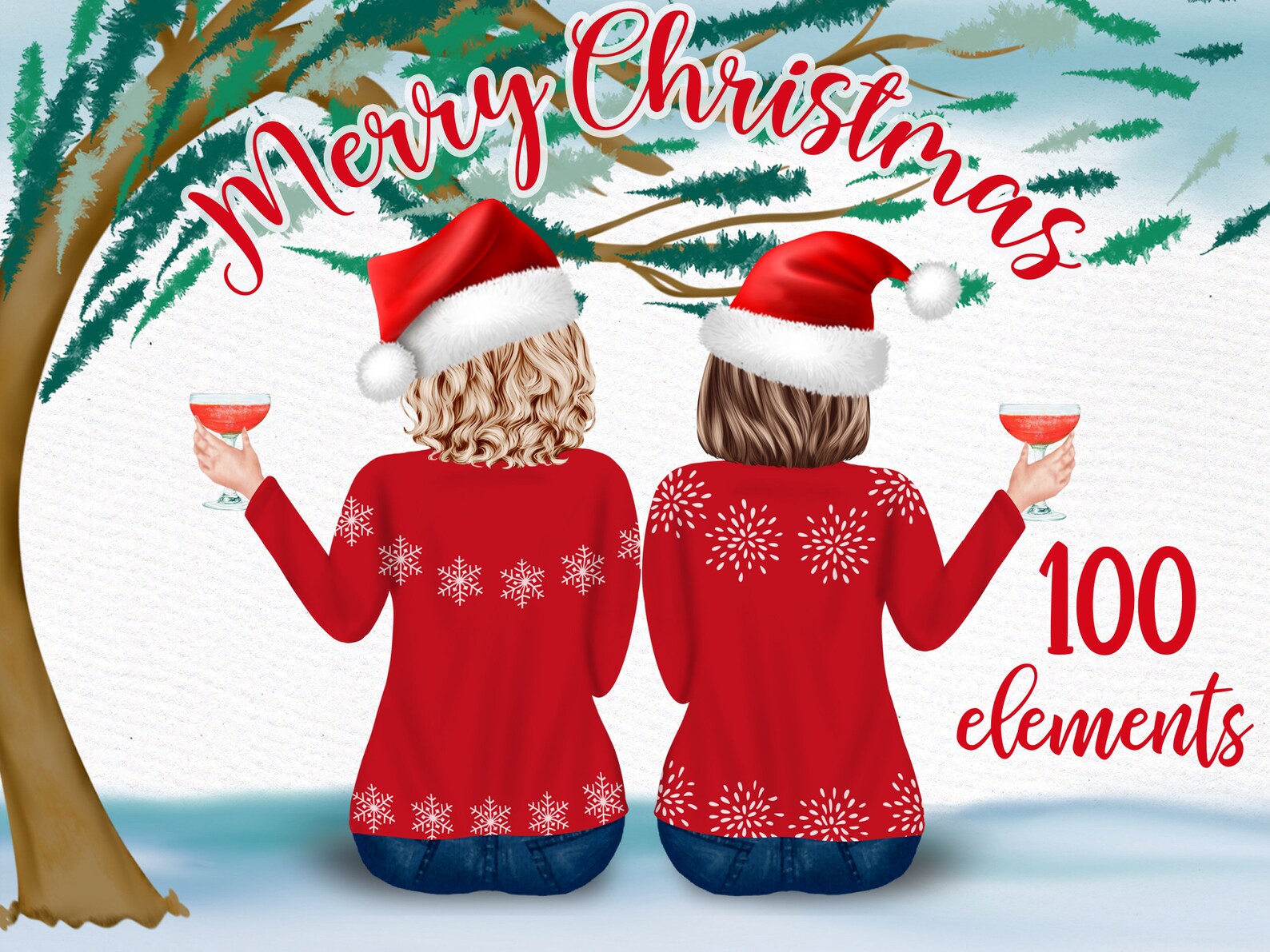 Christmas Girls Clipart: best FRIEND Clipart - Etsy