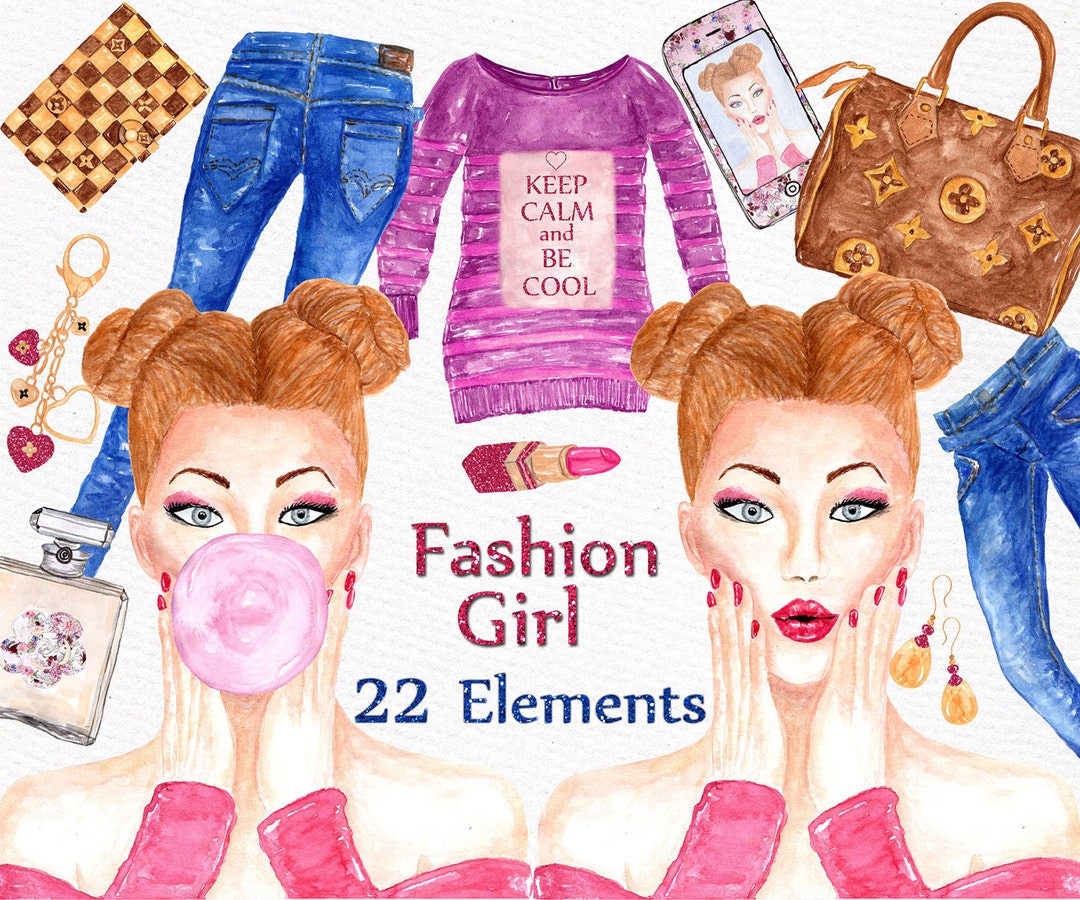 Fashion Girl Clipart: planner Clipart Fashion - Etsy
