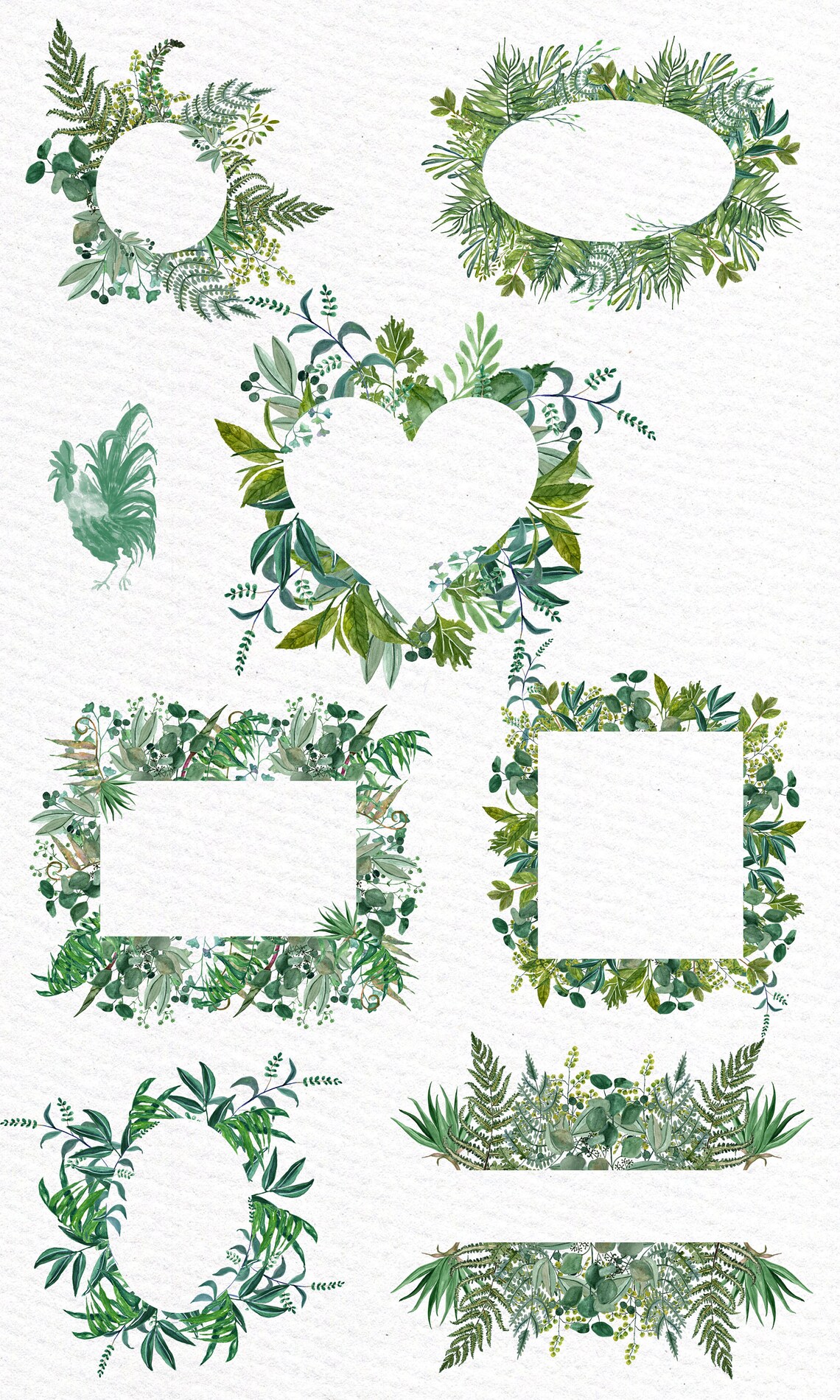 Watercolor Fern Frames Clipart: watercolor Frames | Etsy