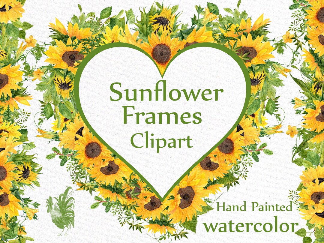 Sunflower Watercolor Frames Clipart: "sunflower Clipart" Wedding ...