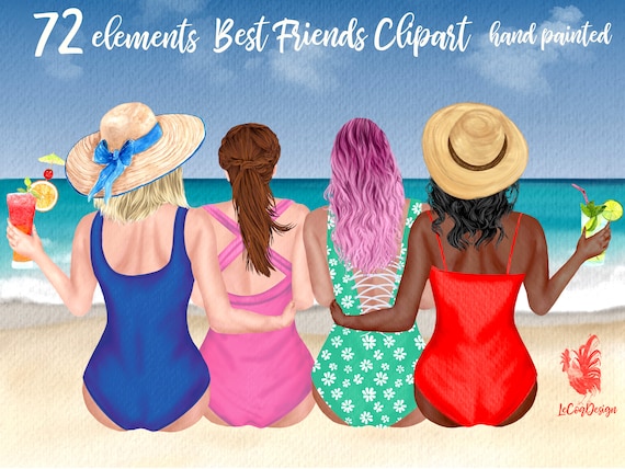 Summer girls clipart: BEACH GIRLS CLIPART Swimwear | Etsy