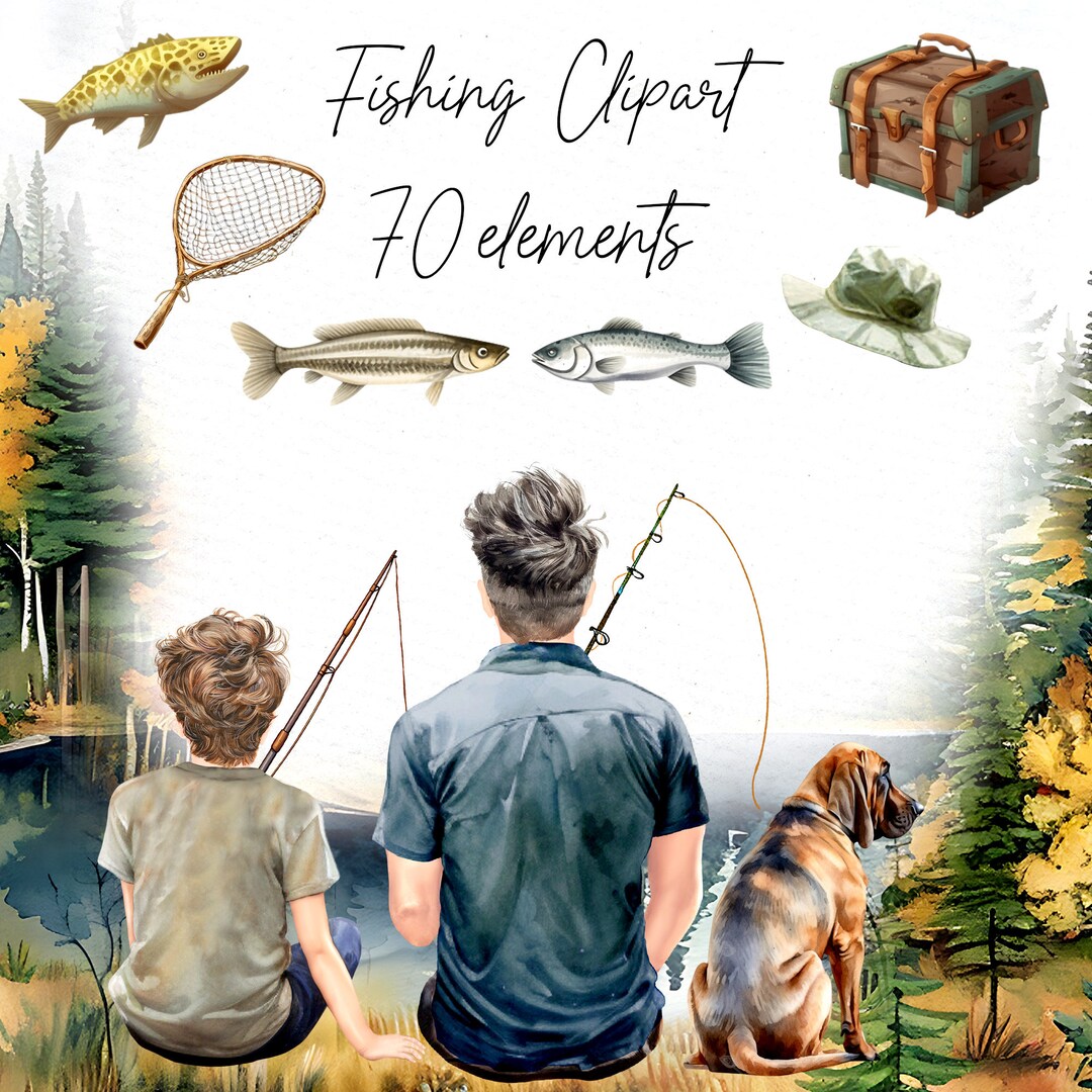 Fishing Clipart: "father SON Fishing" Father's Day Clipart Dad and Boy ...