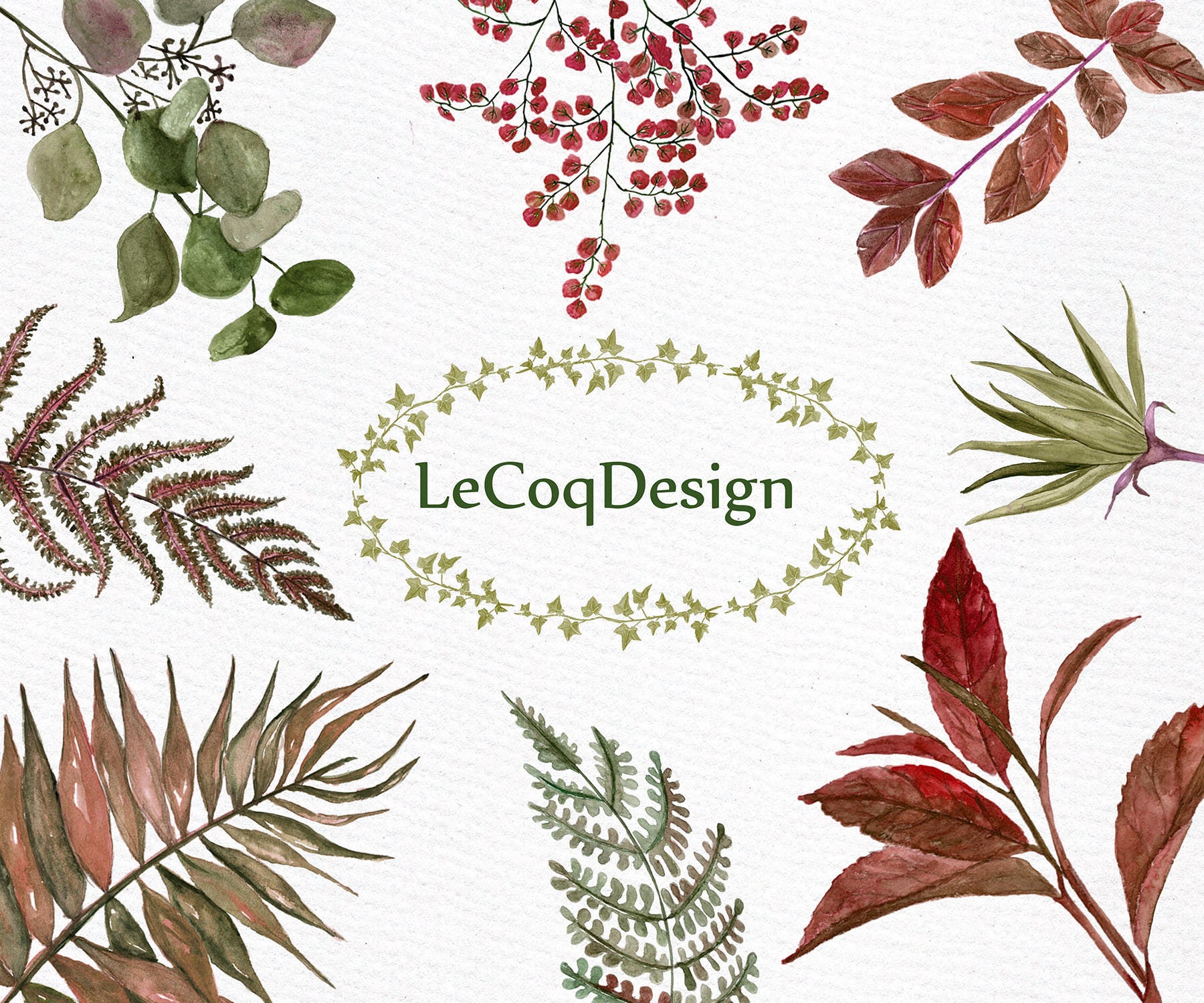 Watercolor Ferns Clipart: watercolor CLIP Art - Etsy
