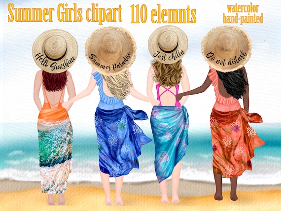 Summer Girls Clipart: beach GIRLS Clipart Best - Etsy