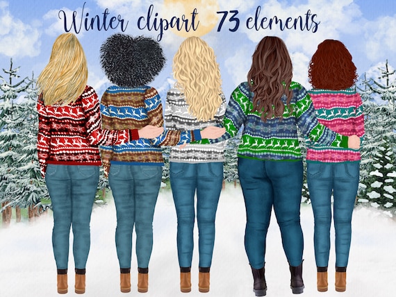 Winter Girls Clipart: christmas Clipart Christmas | Etsy
