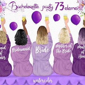 Bridesmaid Clipart: "wedding ROBES Clipart" Bachelorette Party Bride ...