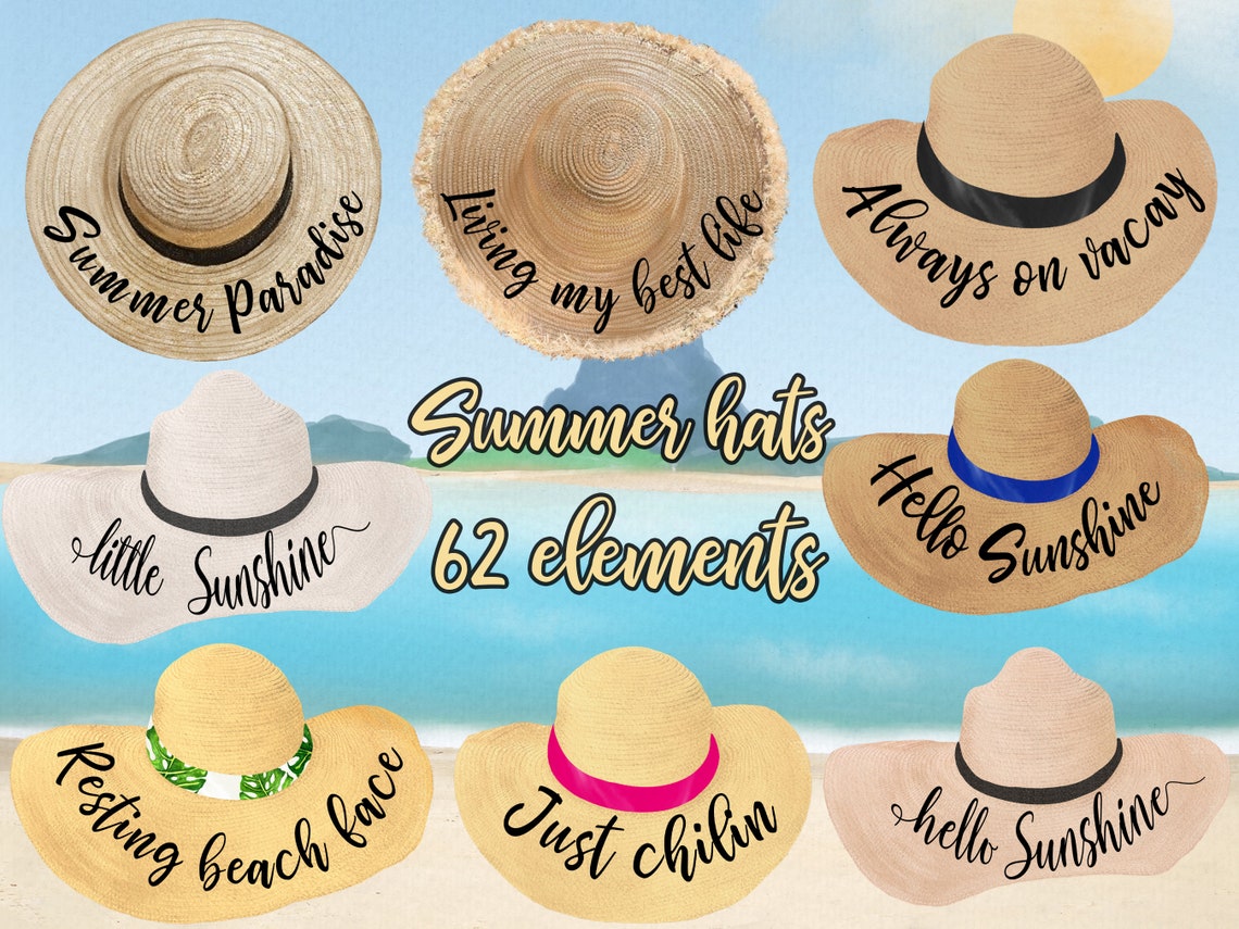 Summer Hats Clipart: straw HATS Clipart Straw - Etsy