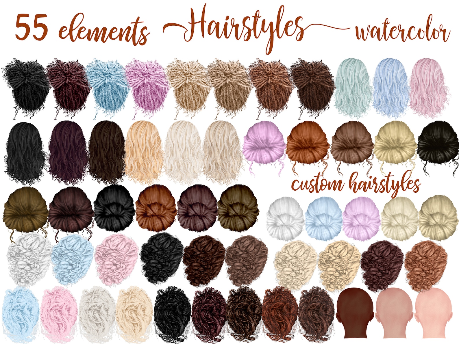 Hairstyles Clipart: female Hairstyles Custom - Etsy